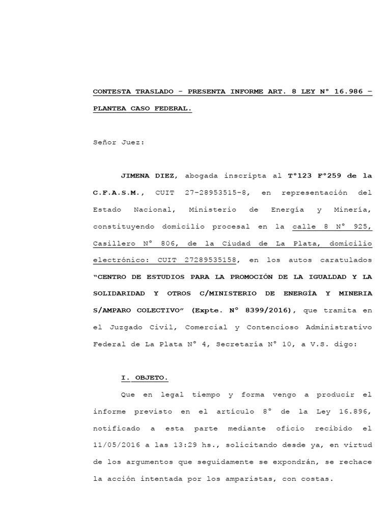 Informe Art. 8 | PDF | Transporte | Mandato