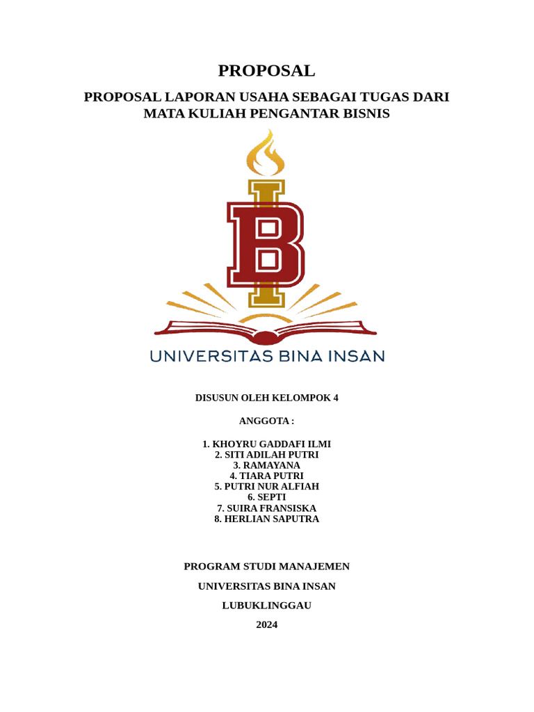 Proposal Usaha Kuliner Inovatif 2024 | PDF | Memasak, Makanan, & Anggur