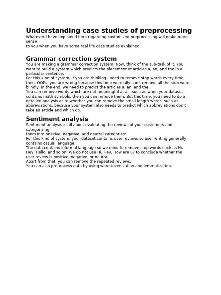 Case Studies in Text Preprocessing Techniques | PDF | Career & Growth ...