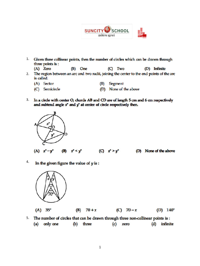 Grade 9 Math: Circles Worksheet | PDF | Science & Mathematics ...