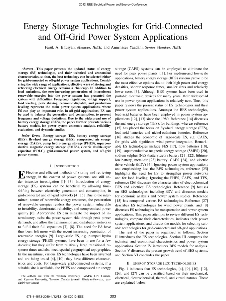 Grid and Off Grid Energy Storage | PDF | Energy Storage | Anode