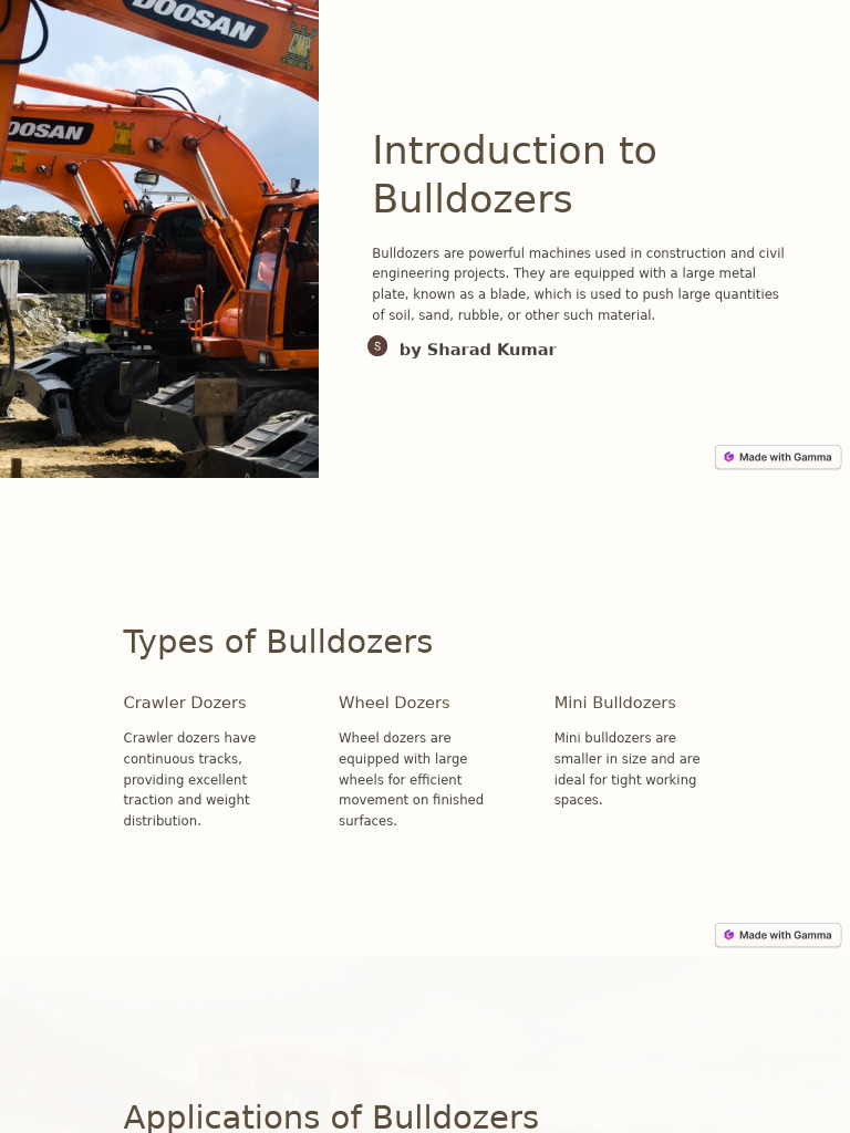 Overview of Bulldozers and Their Uses | PDF