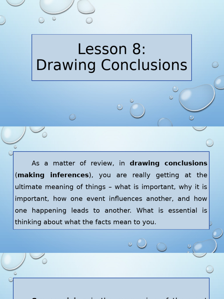 Lesson 8.1-Drawing Conclusions | PDF | Home & Garden