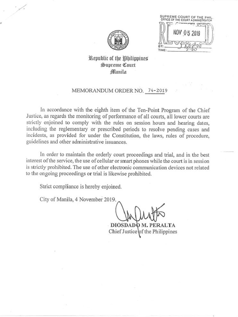 SC Memorandum Order On Strict Resolution of Periods and CPs | PDF