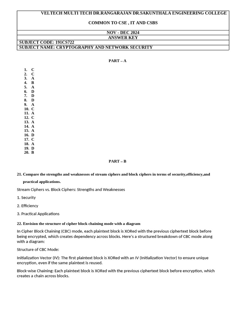 Cns End Semester Key | PDF | Cryptography | Encryption