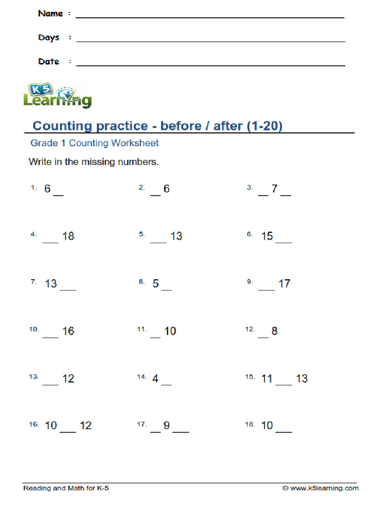 Grade-1-Counting-Practice-Before-After-B (1) - 001 | PDF