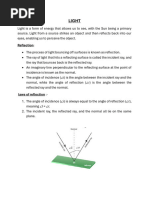 Class 8 Light Chapter Notes | PDF | Reflection (Physics) | Eye
