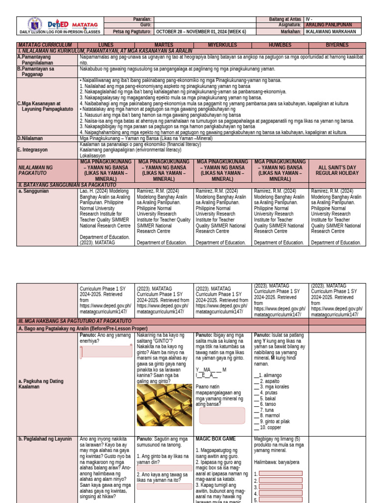 g4q2w6 Dll AP (Matatag) | PDF