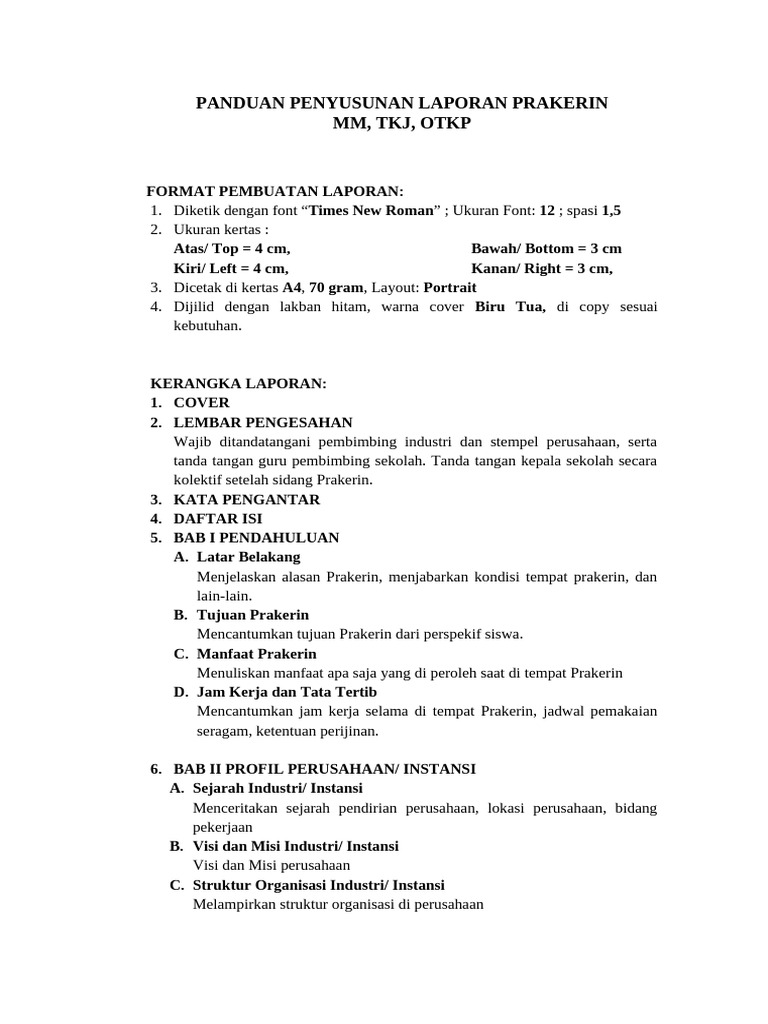 Panduan Laporan Prakerin SMK TI | PDF
