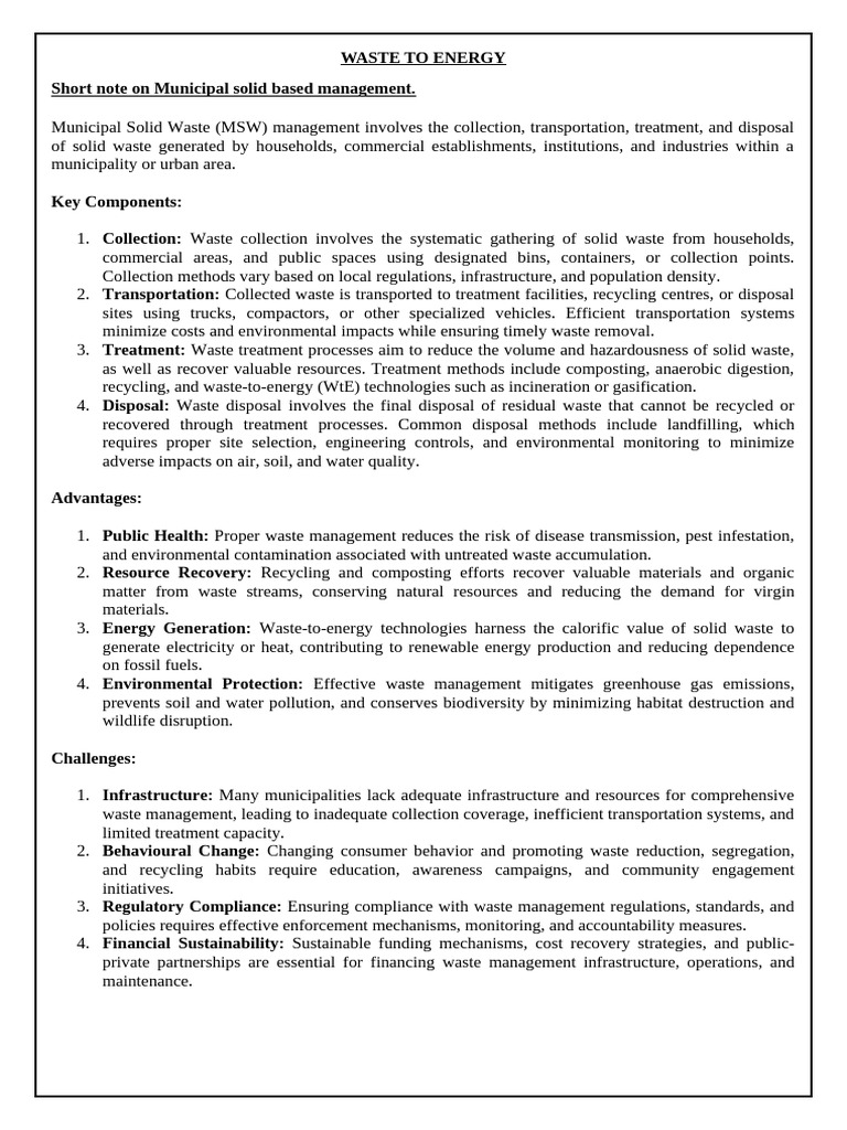 Waste To Energy | PDF | Waste Management | Waste