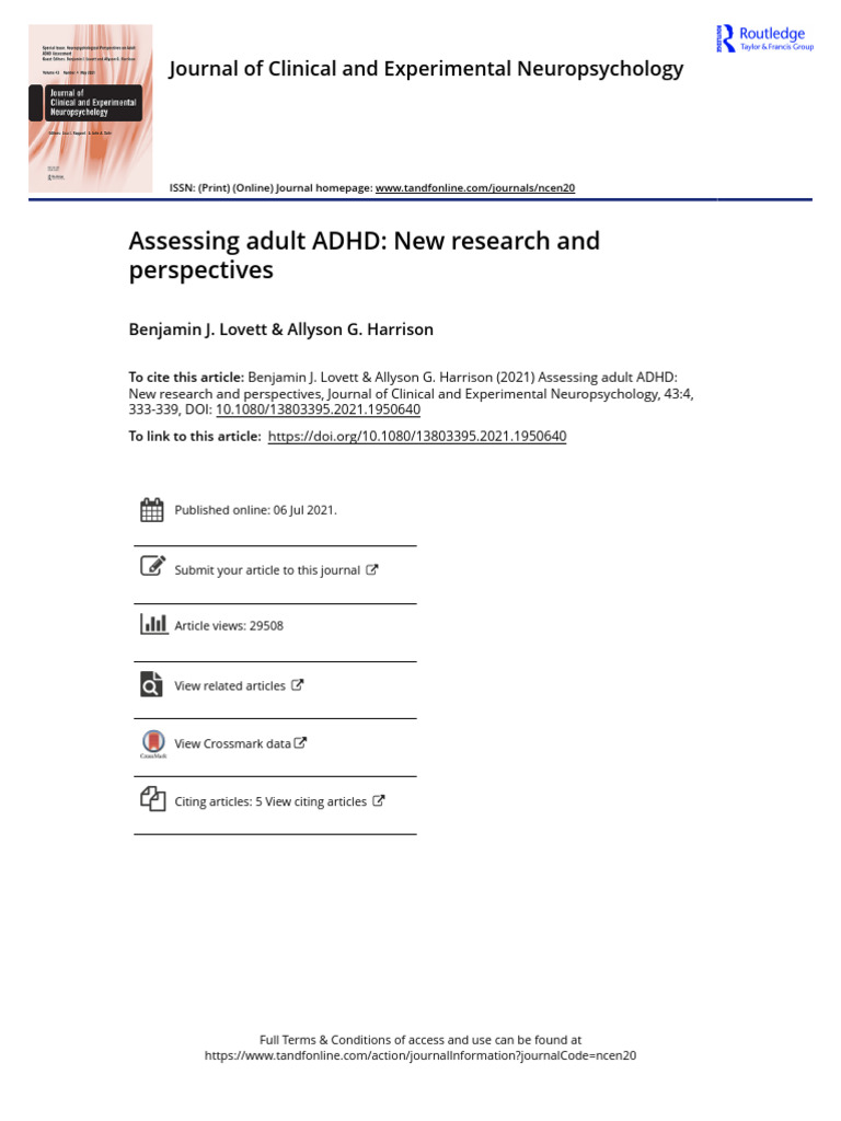 Assessing Adult ADHD New Research and Perspectives | PDF | Attention ...
