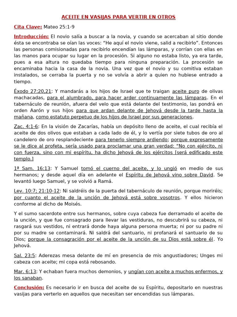 Aceite en Vasijas para Vertir en Otros | PDF | La unción
