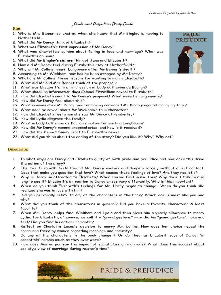 Pride & Prejudice: Study Guide | PDF | Pride And Prejudice | Mr. Darcy