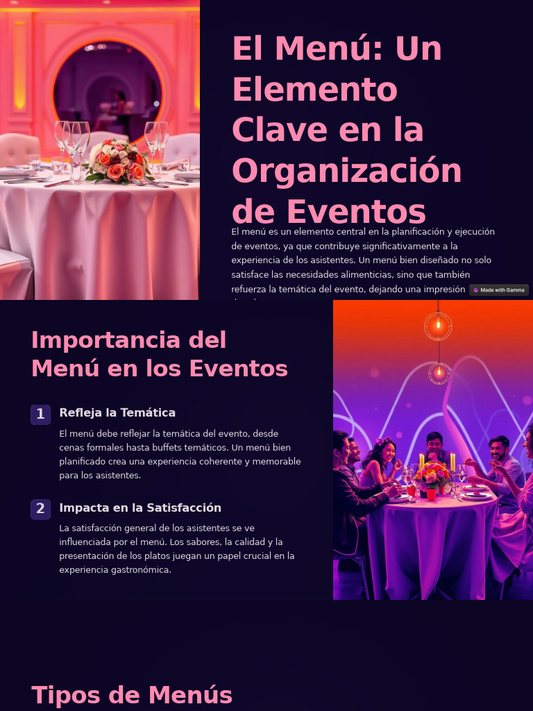 Menús: Clave en Eventos Exitosos | PDF | Alimentos | Cocina