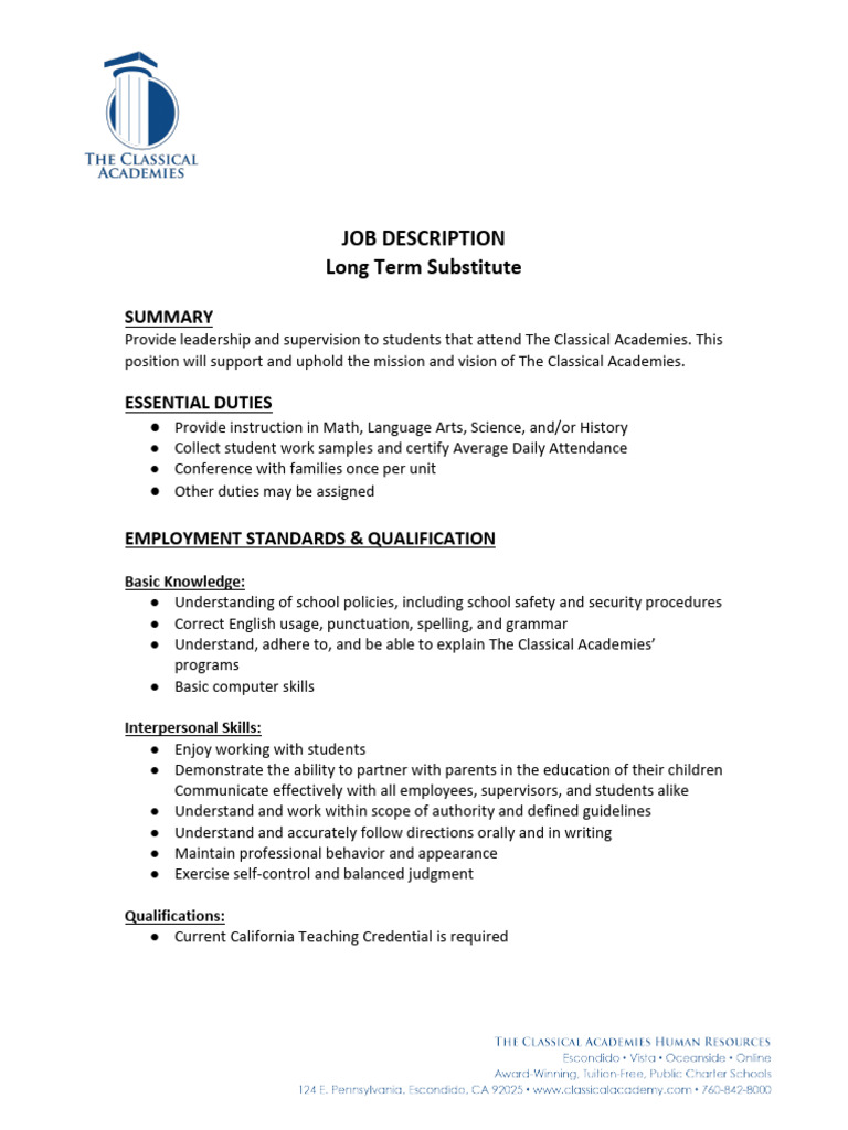 Job Description 133487890451052517 | PDF | Employment | Disability