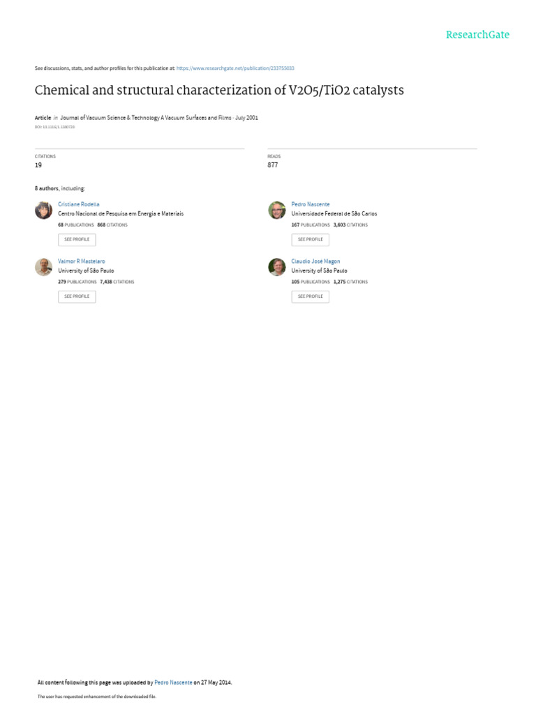 V2O5 TiO2 | PDF | Titanium Dioxide | Electron Paramagnetic Resonance