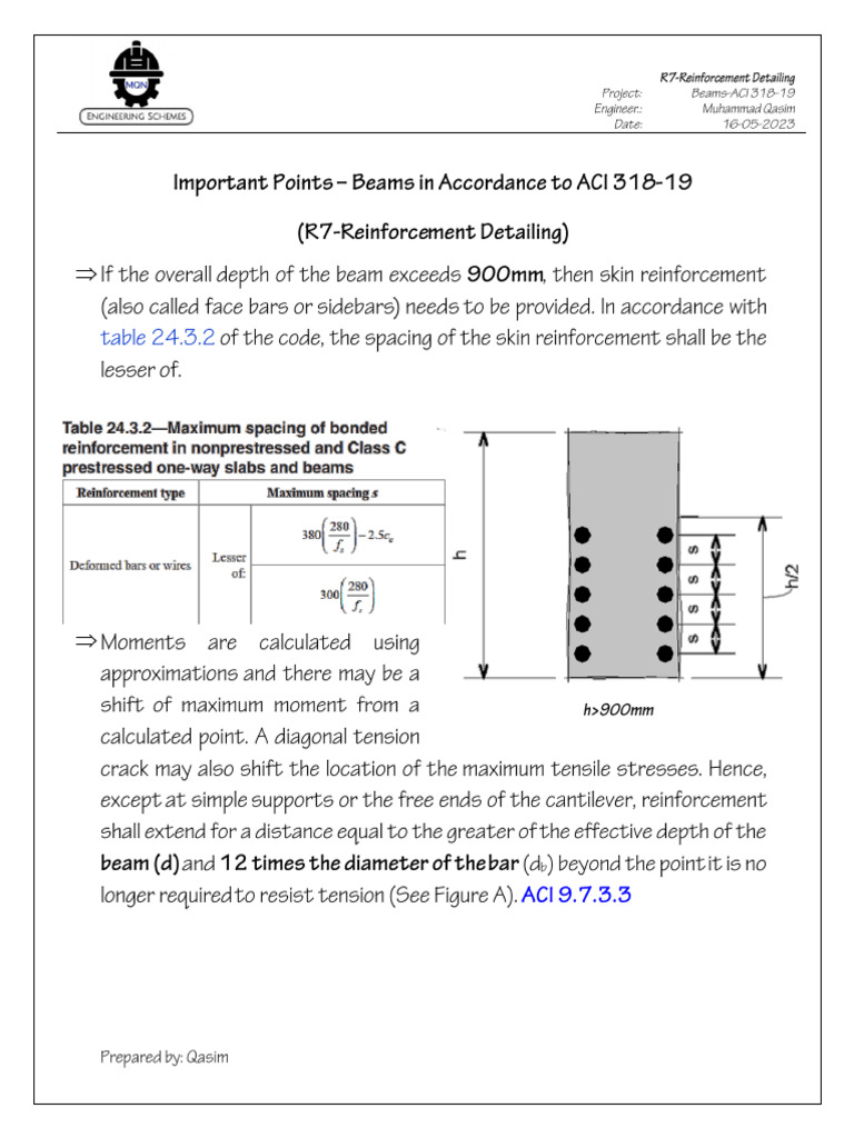 ACI Beams Detailing Important Point 318-19 | PDF