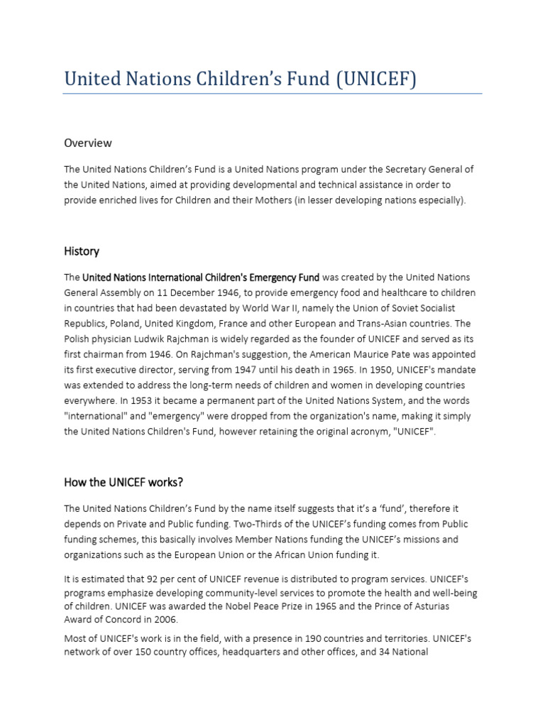 UNICEF- Committee Brief | PDF | Unicef | Children's Rights