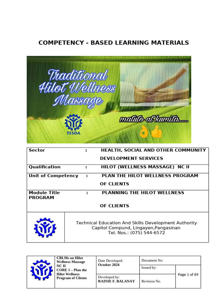 Planning Hilot Wellness Programs | PDF | Neck | Human Anatomy
