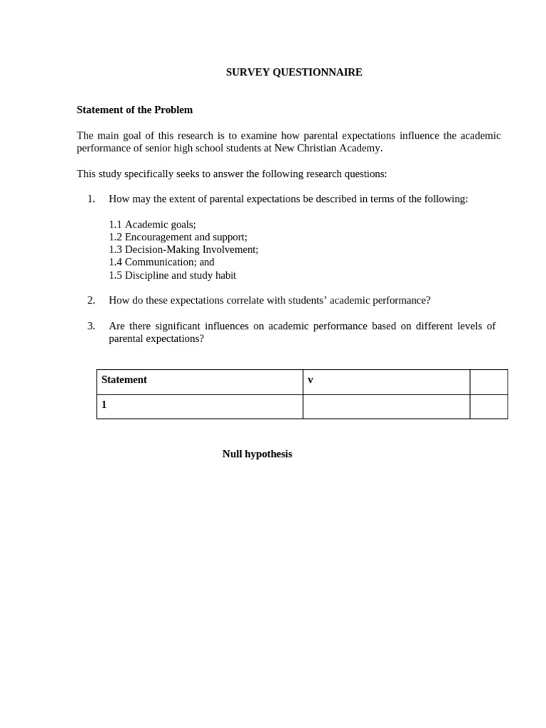 Survey Questionnaire 1 | PDF