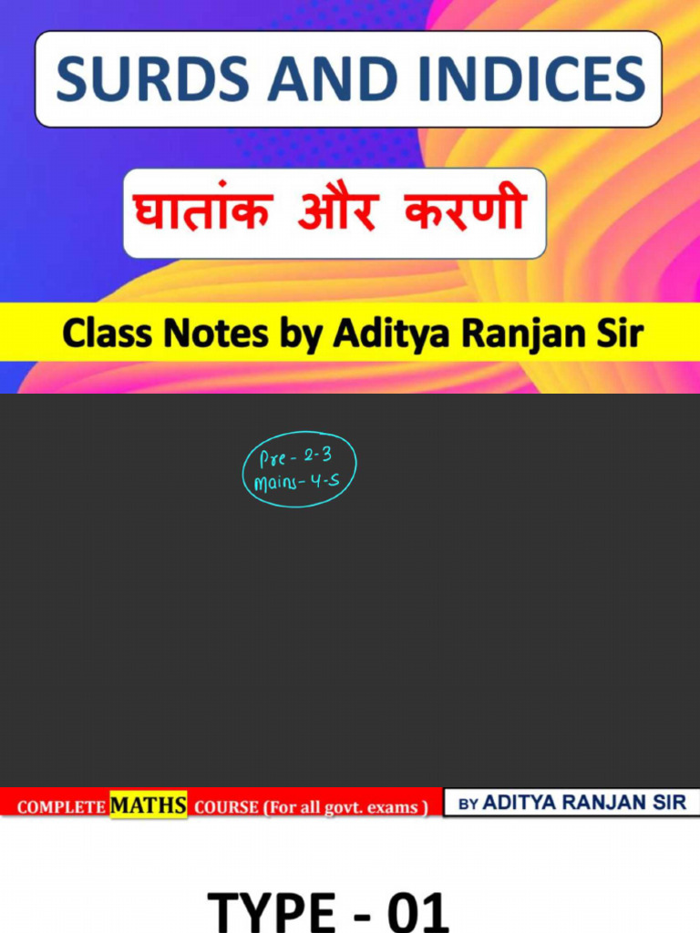 519 @theone1second MATHEMATICS Surds & Indices Class Notes | PDF