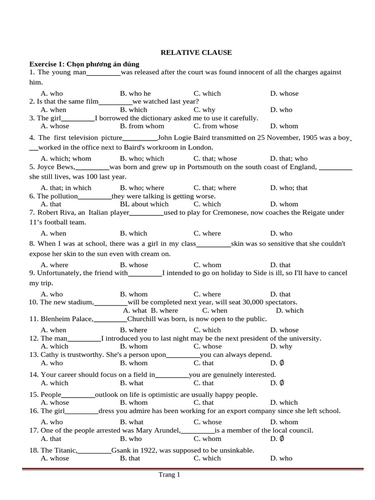 Practice - Relative Clause | PDF