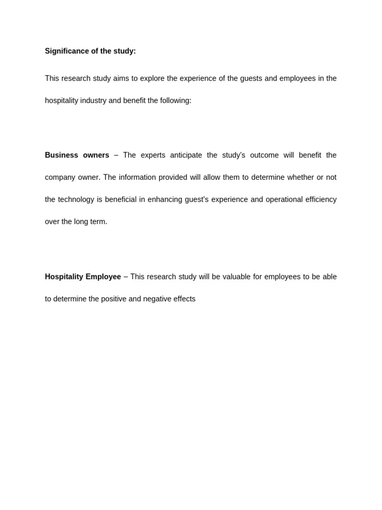 Significance of The Study | PDF