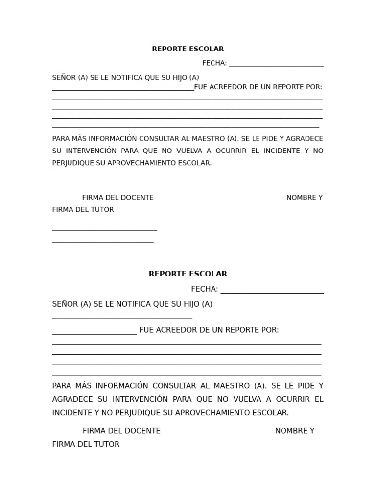 Reporte Escolar | PDF