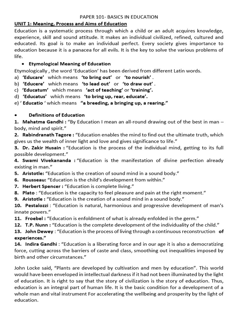 Basics of Education: Meaning & Process | PDF | Constructivism ...