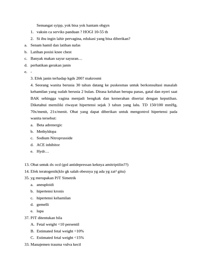 Soal Ub Obgyn 21 | PDF | Kesehatan Holistik