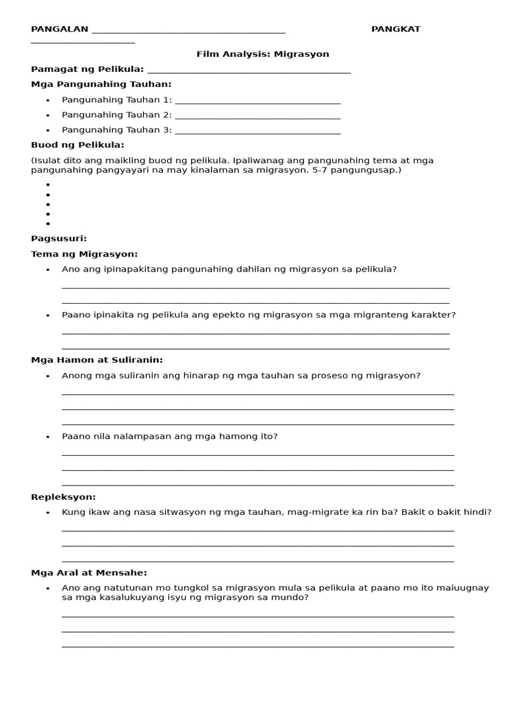 Film Analysis Template | PDF