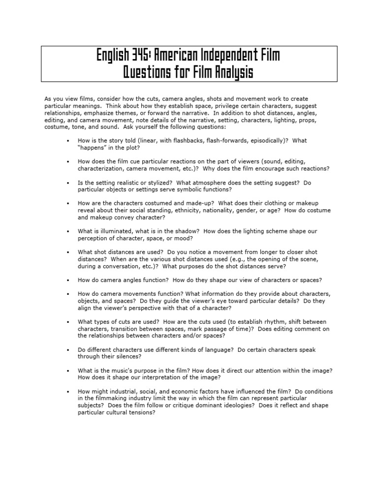 Film Questions | PDF | Narrative | Camera