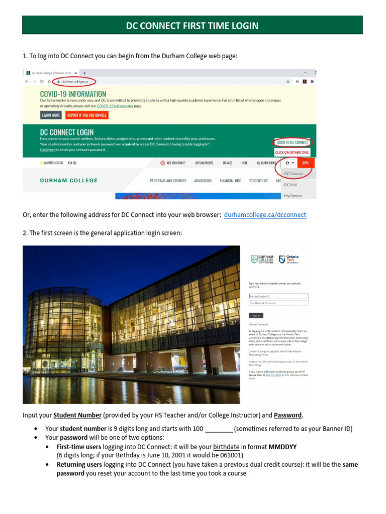First Login To DC Connect | PDF | Password | Login