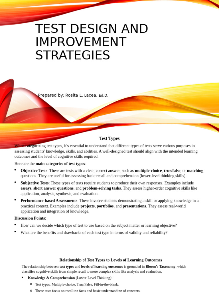 Test Design and Improvement Strategies | PDF | Educational Assessment ...