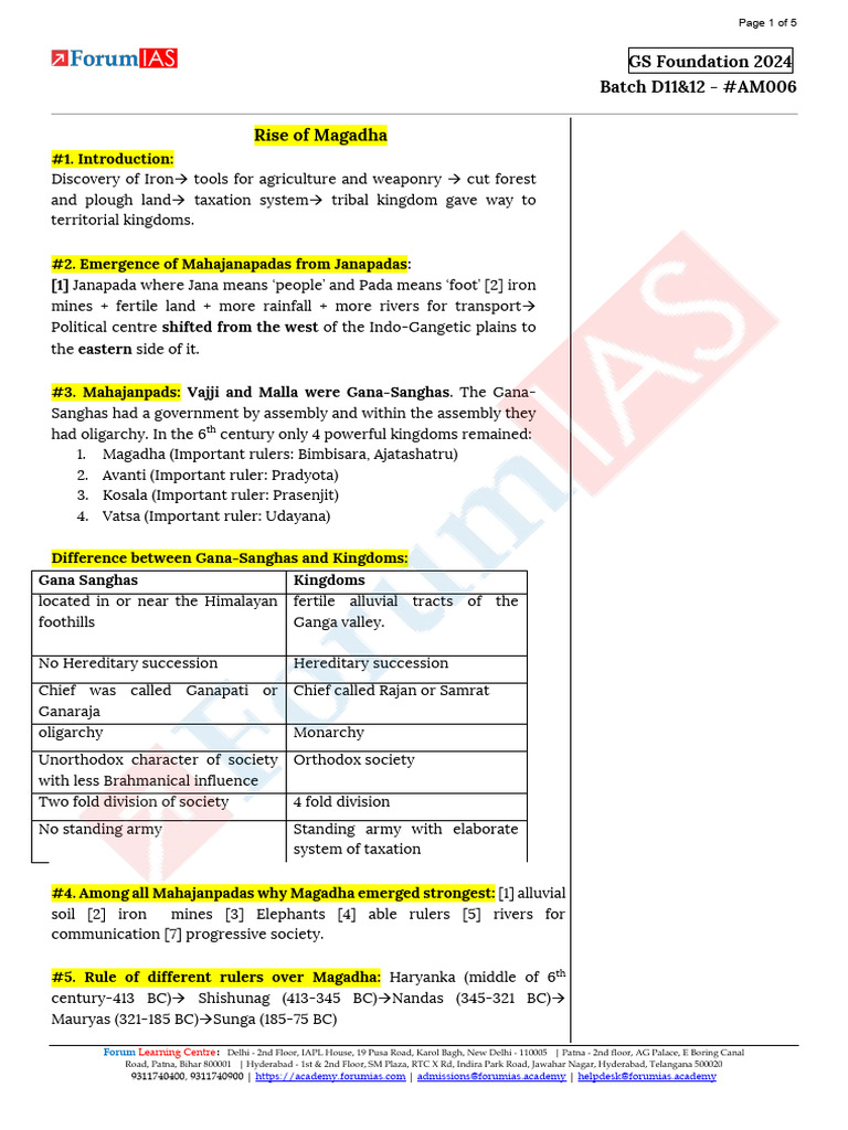 Ancient and Medieval History For GS Foundation 2024 D11, D12 5 Ancient ...