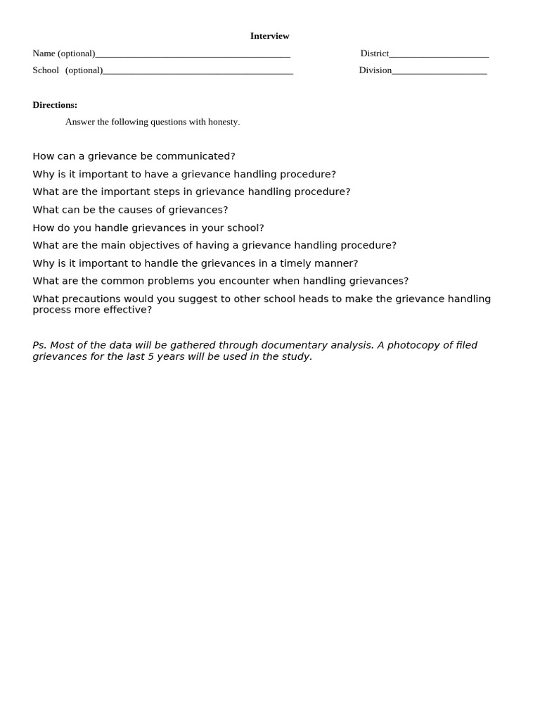 Study Tools Interview Guide Pdf