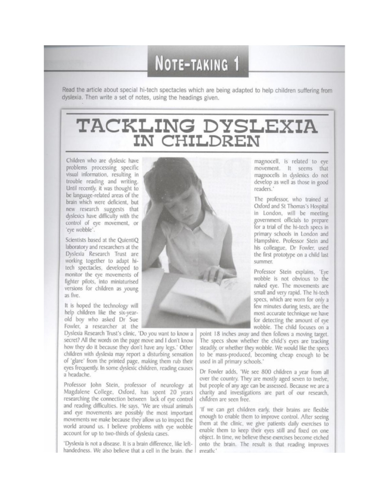 Note-Taking 1 - Dyslexia | PDF