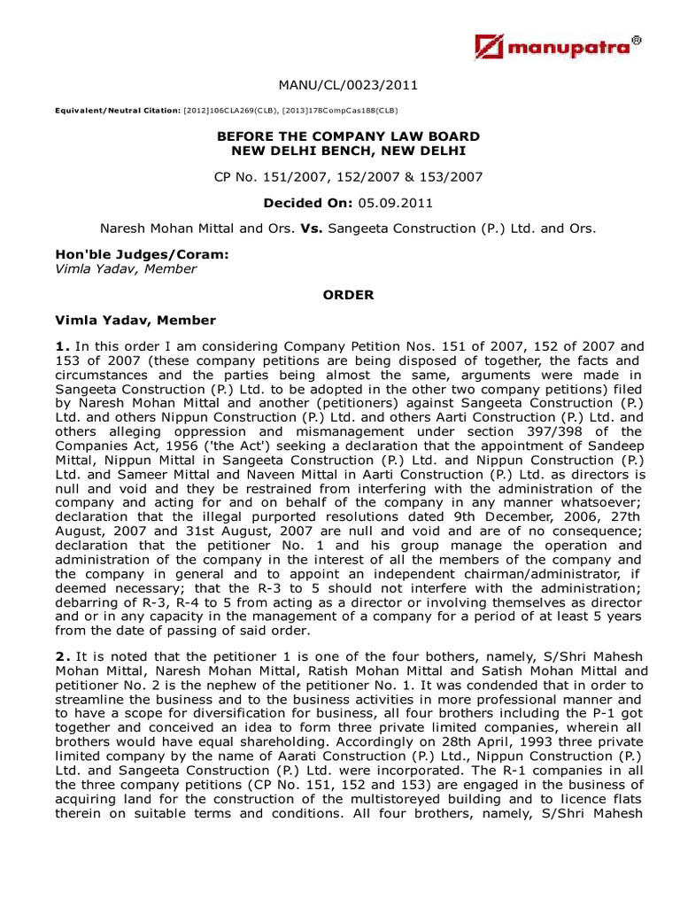 NARESH MITTAL V SANGEETA CONSTRUCTION - CLB (DELHI) | PDF | Lease ...