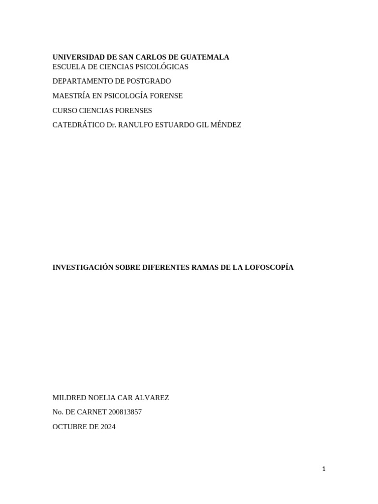 Diferentes ramas de la Lofoscopia | PDF | Huella dactilar | Ciencia forense Diferentes ramas de la Lofoscopia | PDF | Huella dactilar | Ciencia forense