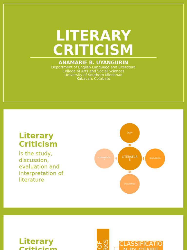 Literary Criticism Lesson 1 | PDF | Literary Criticism | Evaluation
