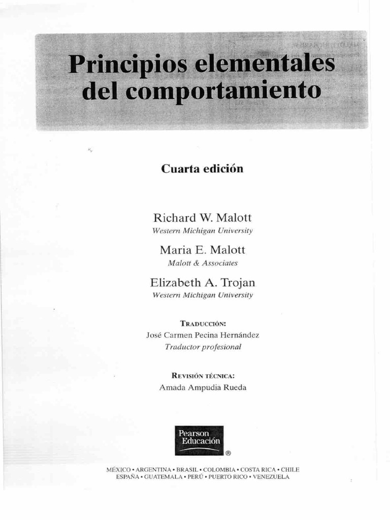 Principios Elementales Del Comportamiento 4a Ed Malott Dick Malott ...