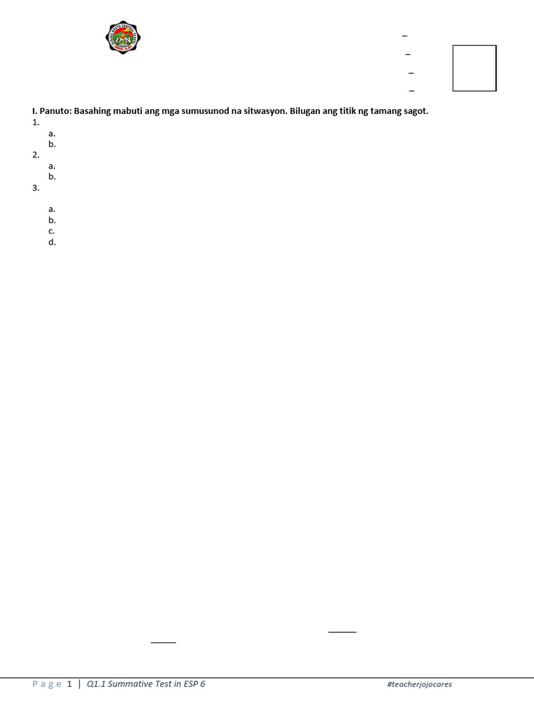 Q1-ESP6-Part 1 | PDF