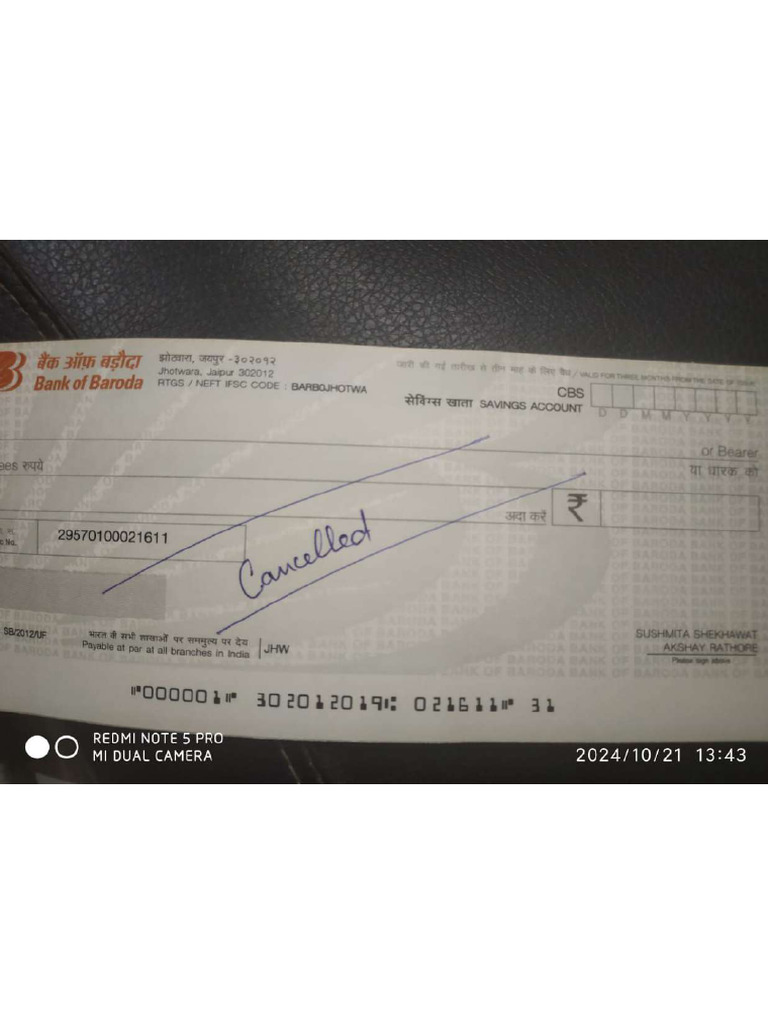 Cancel Cheque | PDF