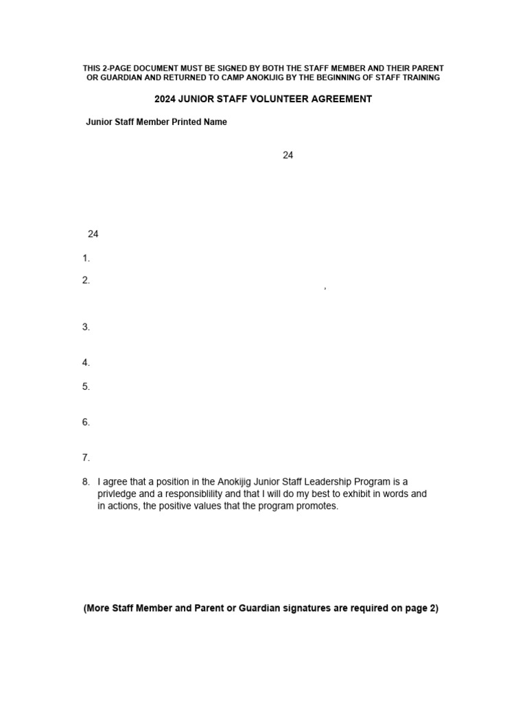 2024 JR Staff Agreement | PDF | Indemnity | Infection