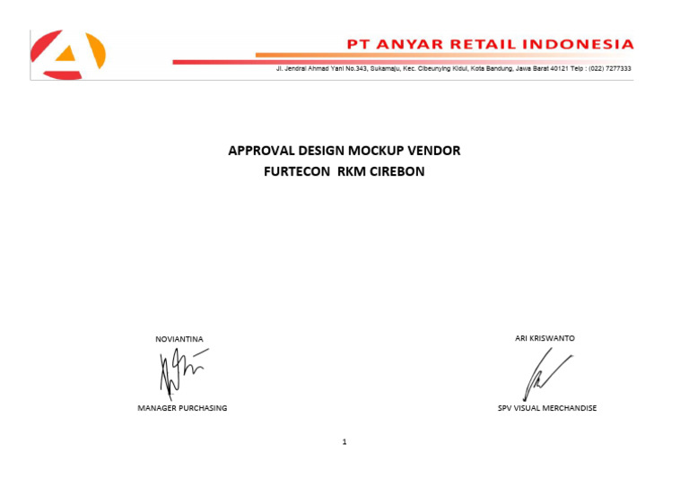 Approval Design Mockup Vendor Furtecon RKM Cirebon | PDF