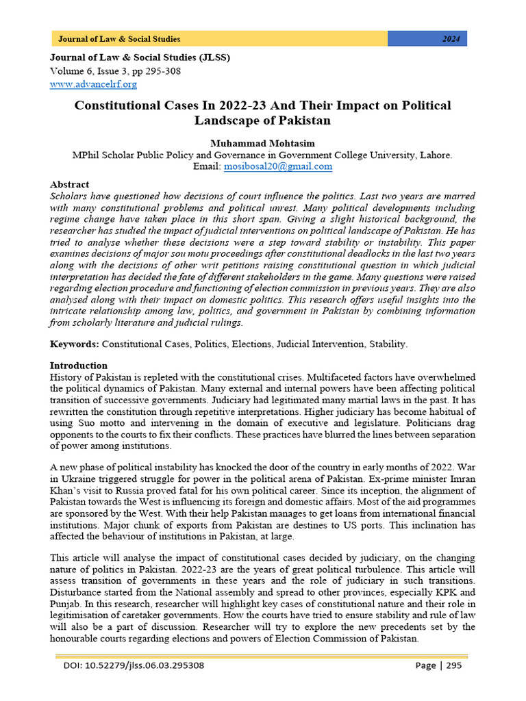 Constitutional Cases in 2022-23 and Their Impact On Political Landscape ...