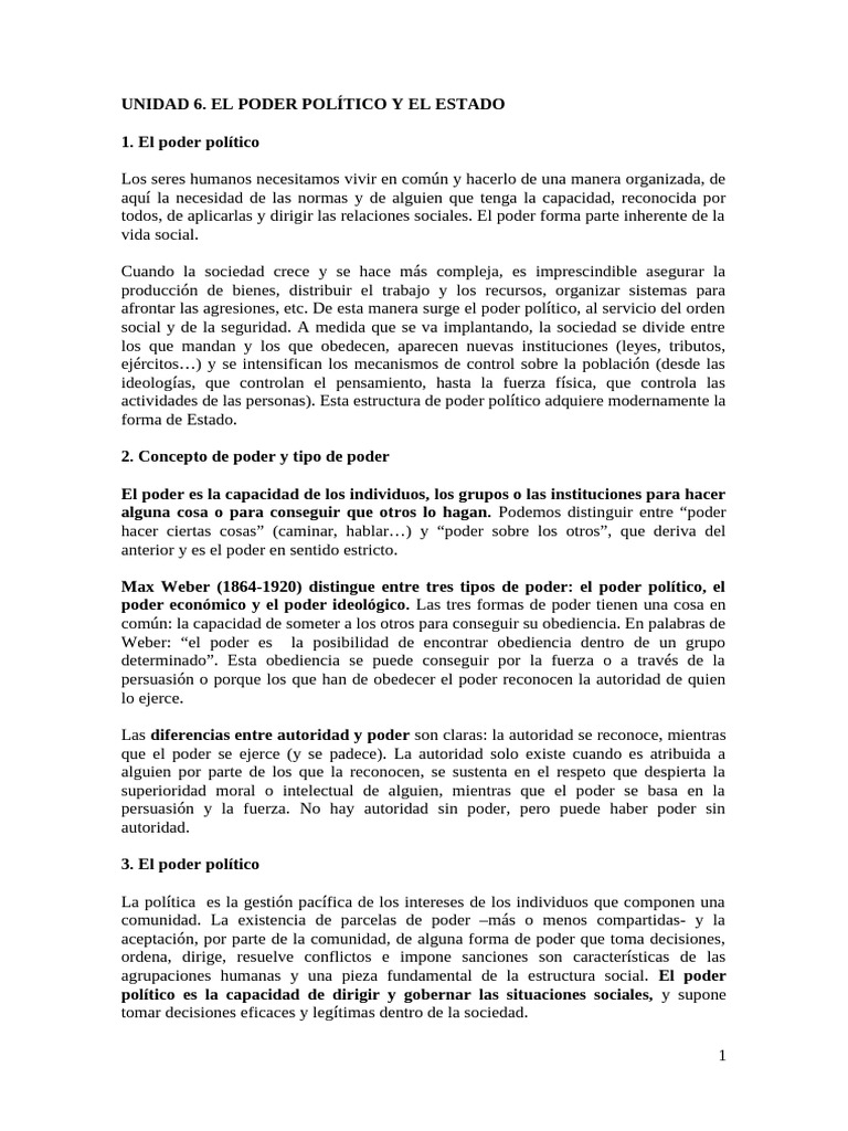 Poder Político y Estado: Conceptos Clave | PDF | Democracia ...