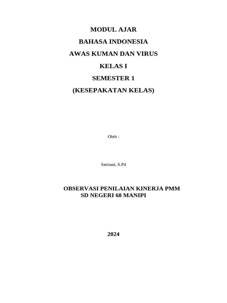Modul Ajar Bahasa Indonesia Kelas 1-1 | PDF | Karier & Perkembangan | Seni & Disiplin Bahasa