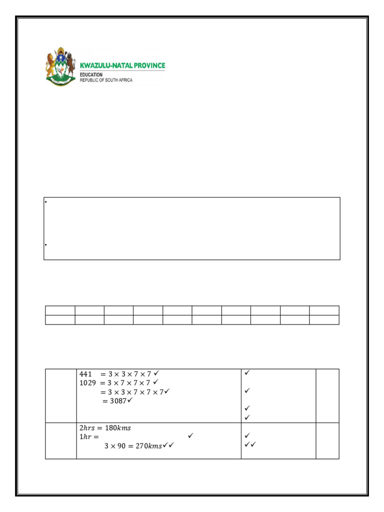 Amajuba District Grade 8 Nov 2024 Paper1 Maths Marking Guide | PDF ...