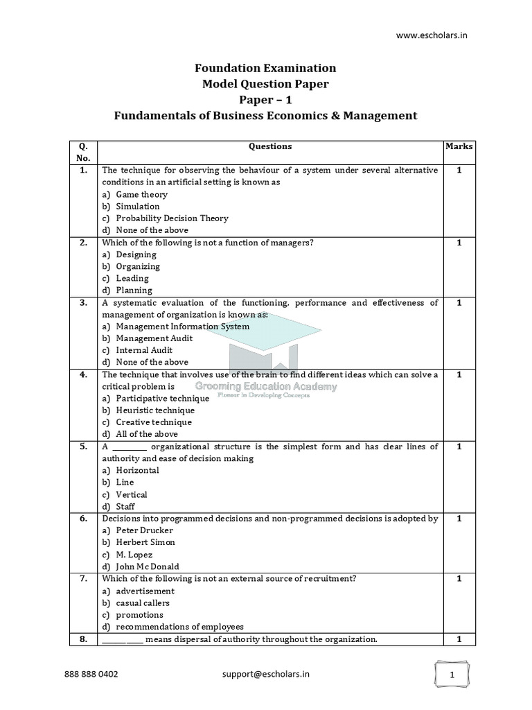 Model Question Paper 4 | PDF | Oligopoly | Monopoly